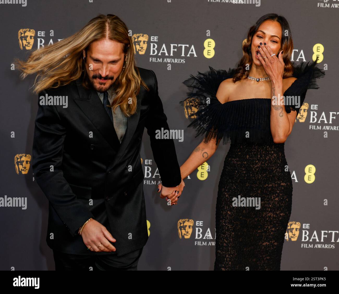 Marco perego and zoe saldana at royal festival hall hi-res stock ...
