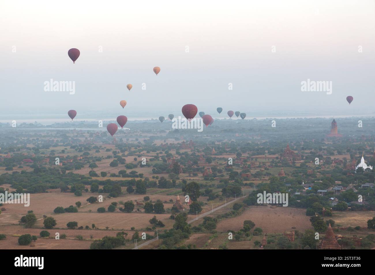 Myanmar, Bagan, many hot air balloons over Bagan Stock Photo - Alamy