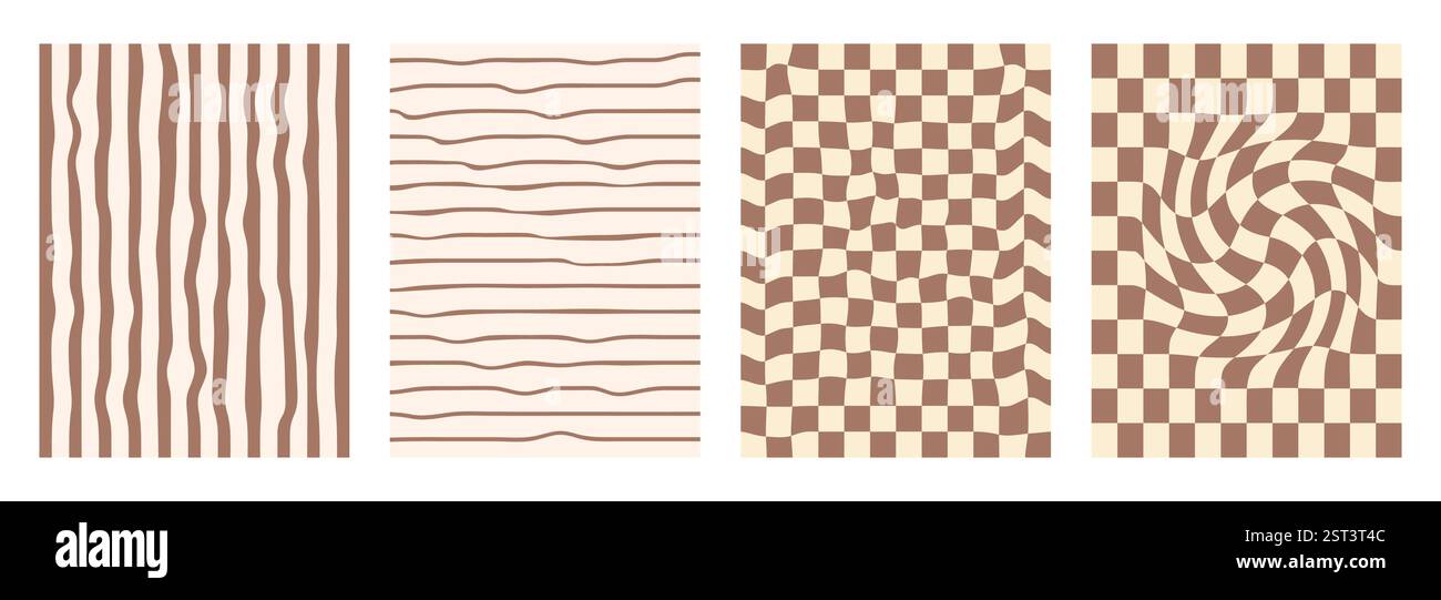 Groovy checkerboard pattern set. Psychedelic checker background pack ...