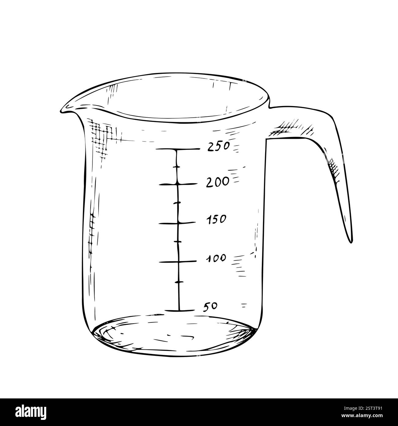 Vector measuring cup. Graphic ink Plastic kitchen tool illustration ...