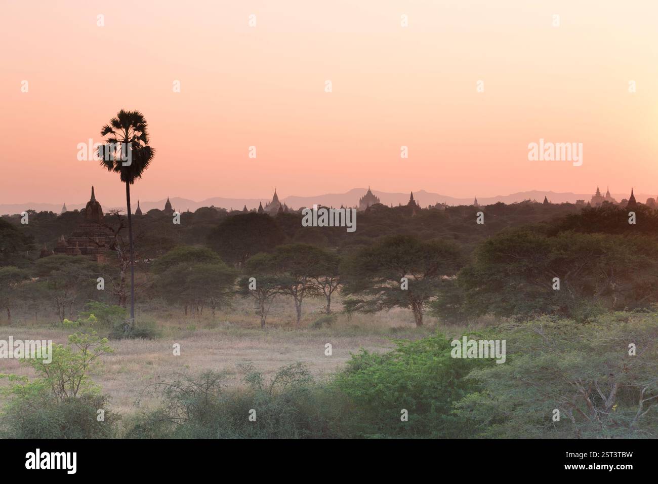 Myanmar, Bagan, sunset view over the temples of Bagan from Shwesandaw Temple Stock Photo - Alamy