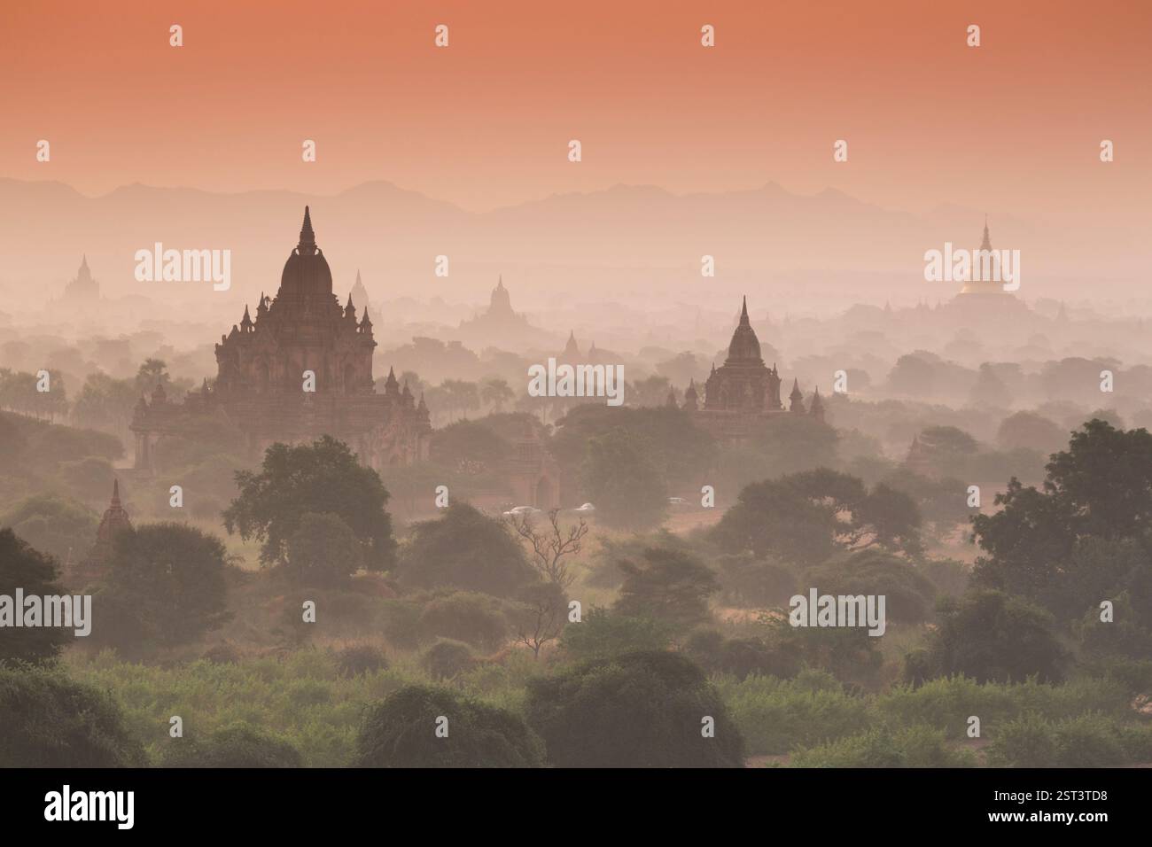 Myanmar, Bagan, sunset view over the temples of Bagan from Shwesandaw Temple Stock Photo - Alamy