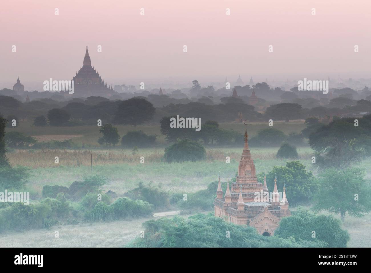 Myanmar, Bagan, sunset view over the temples of Bagan from Shwesandaw Temple Stock Photo - Alamy