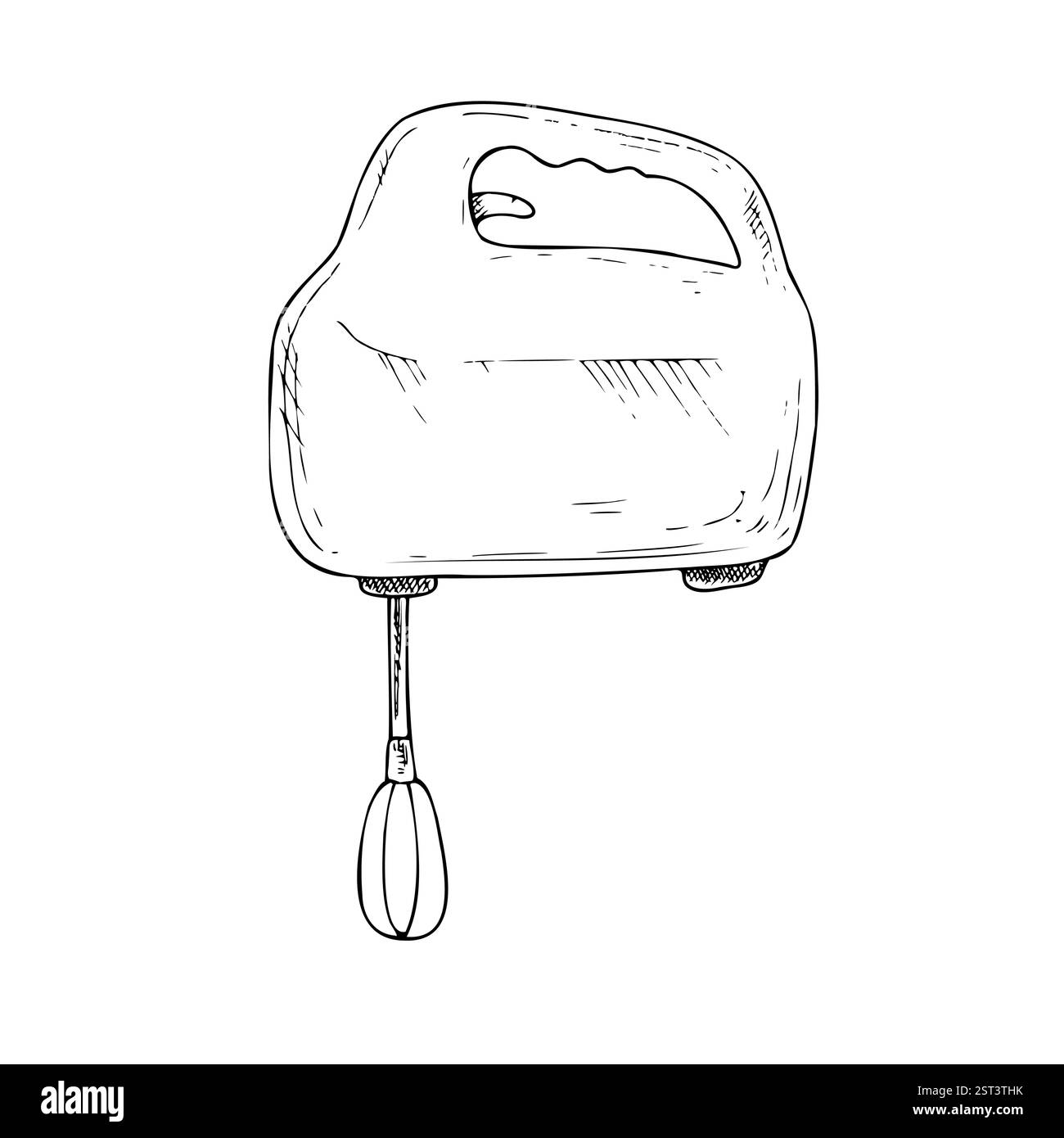 Vector hand mixer. Graphic ink Plastic kitchen tool illustration ...