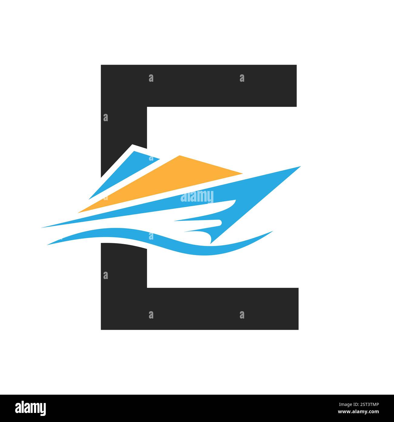 Initial Letter E Boat Logo Concept For Sailor Symbol Vector Template ...