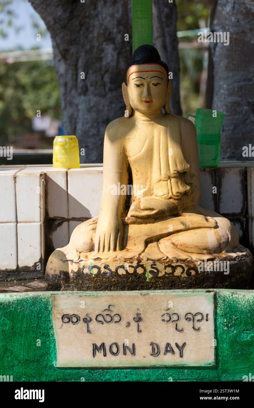 Myanmar, Myinkaba Village just outside Bagan, birthday buddha statues ...