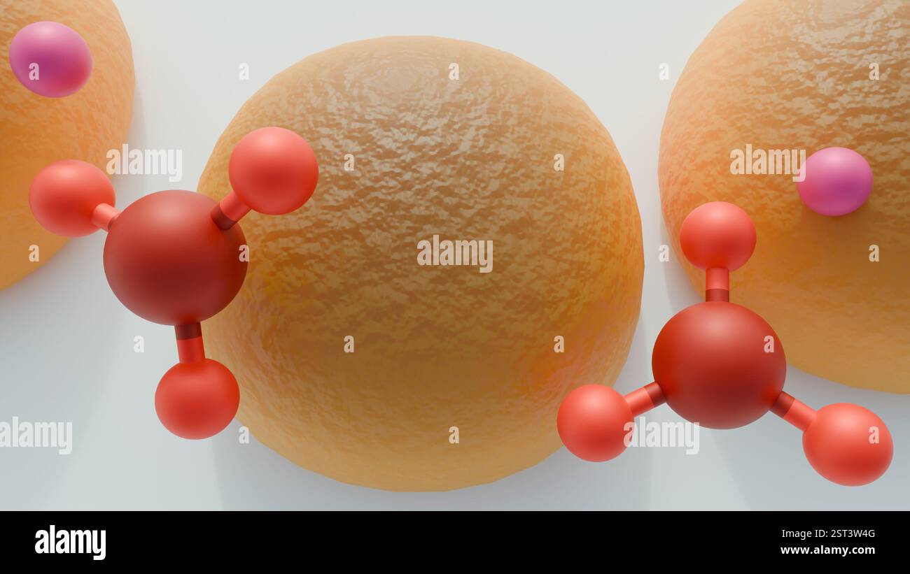 A 3d rendering of potassium bromate molecules with bread. Potassium ...