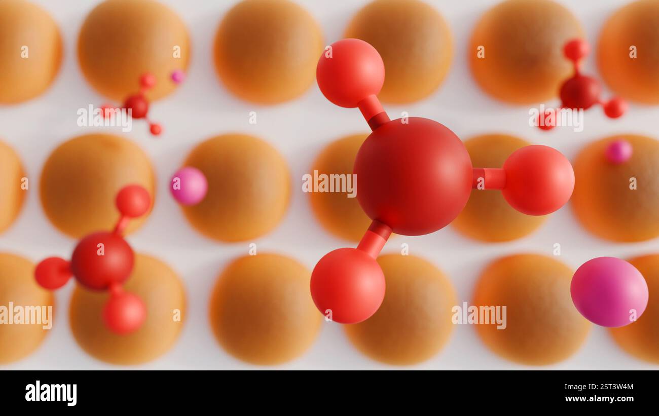 A 3d rendering of potassium bromate molecules with bread. Potassium ...
