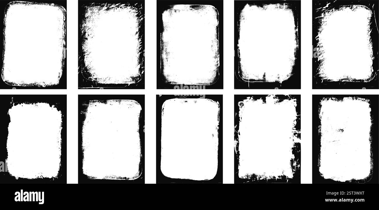 Grunge frames set templates. Ink paint border with rough edges for ...