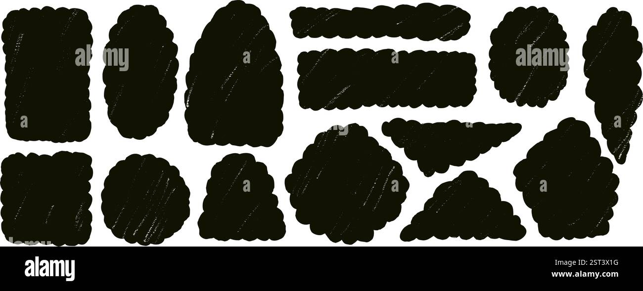 Scallop callout shapes. Text boxes frames set. Oval, circle and ...