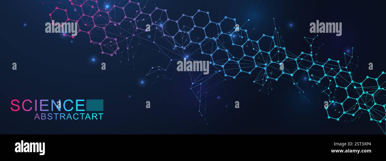 Modern health care abstract background with lines, dots and hexagons ...