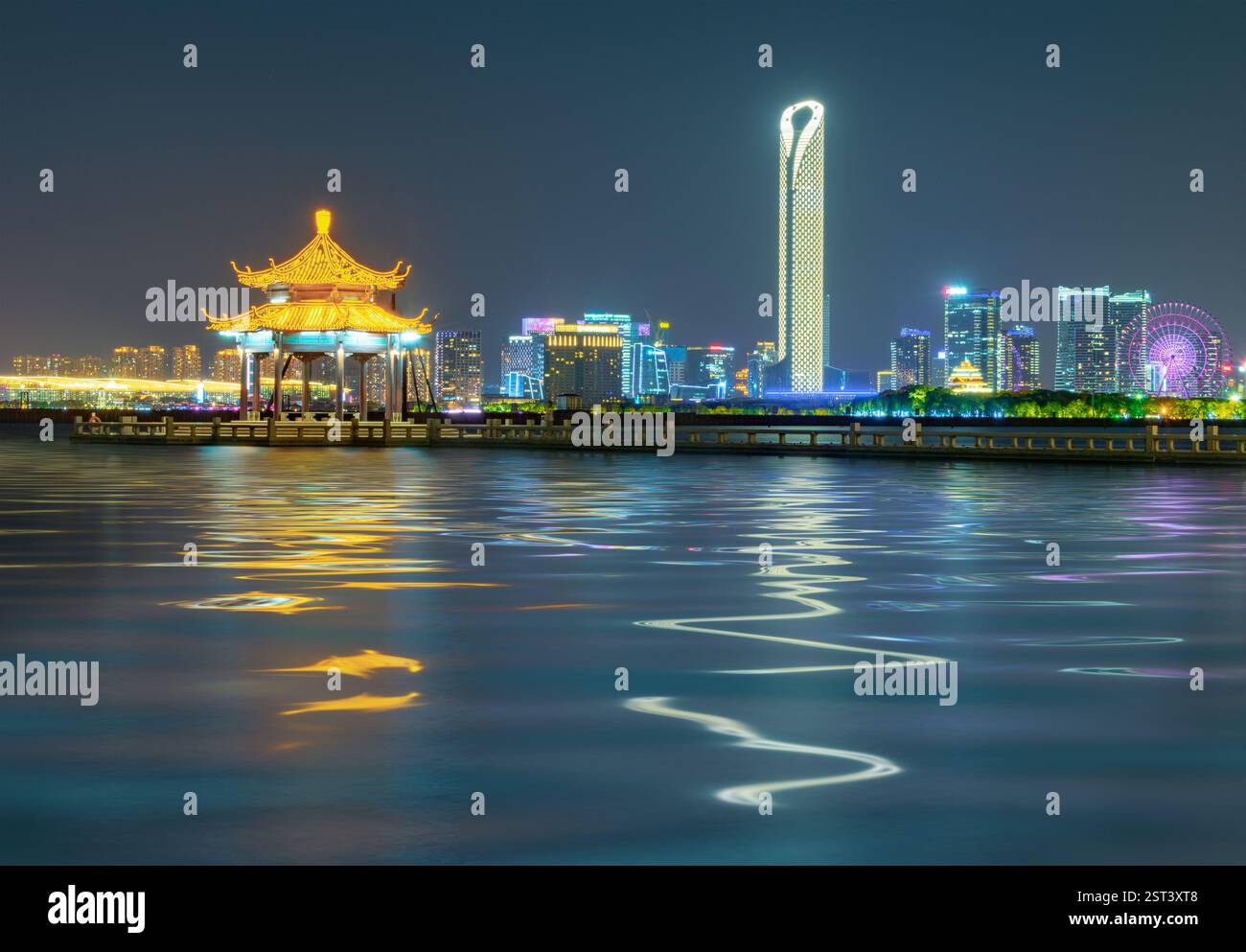 Aerial Scenery of Jinji Lake Central Pavilion in Suzhou, Jiangsu ...