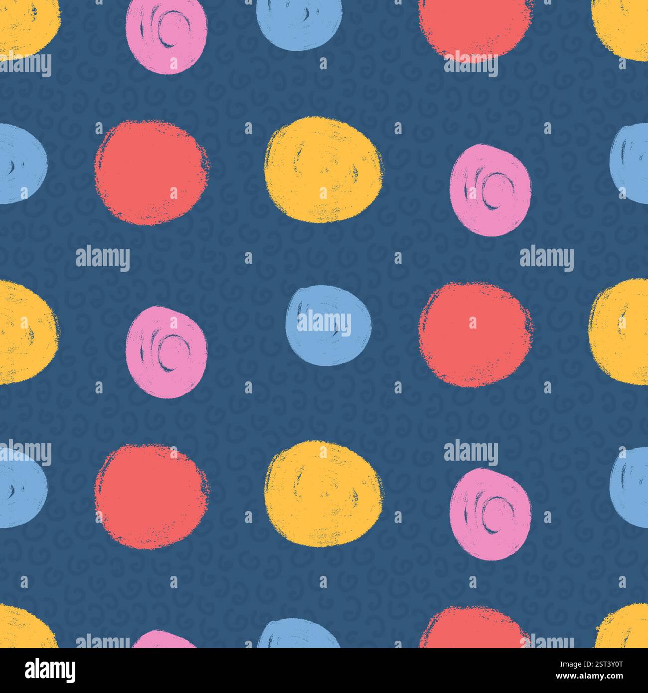 Polka dots abstract seamless pattern crayon drawn. Circular spots ...
