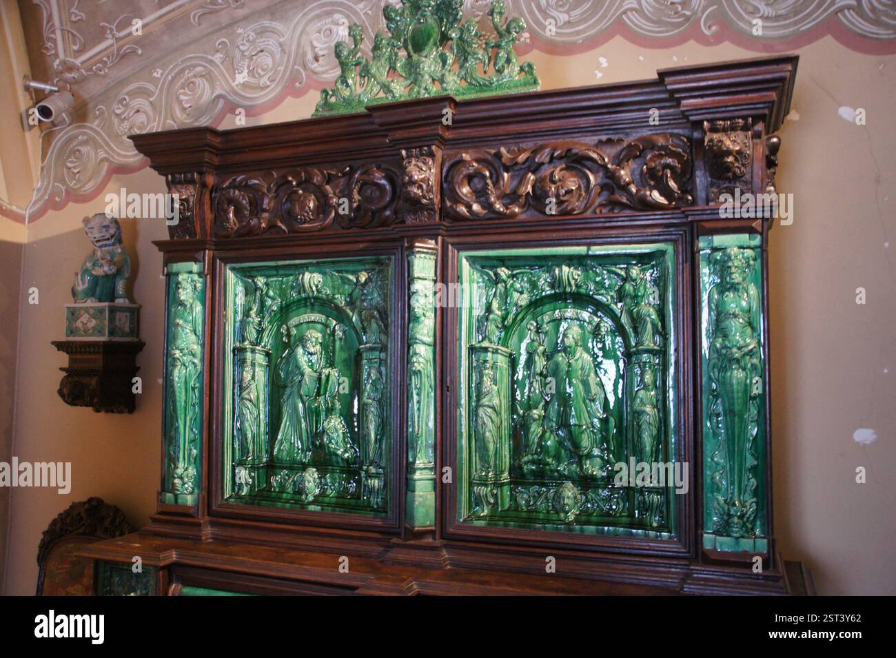 Sintra, Portugal. Exquisite jade phone cabinet. Masterful blend of wood ...