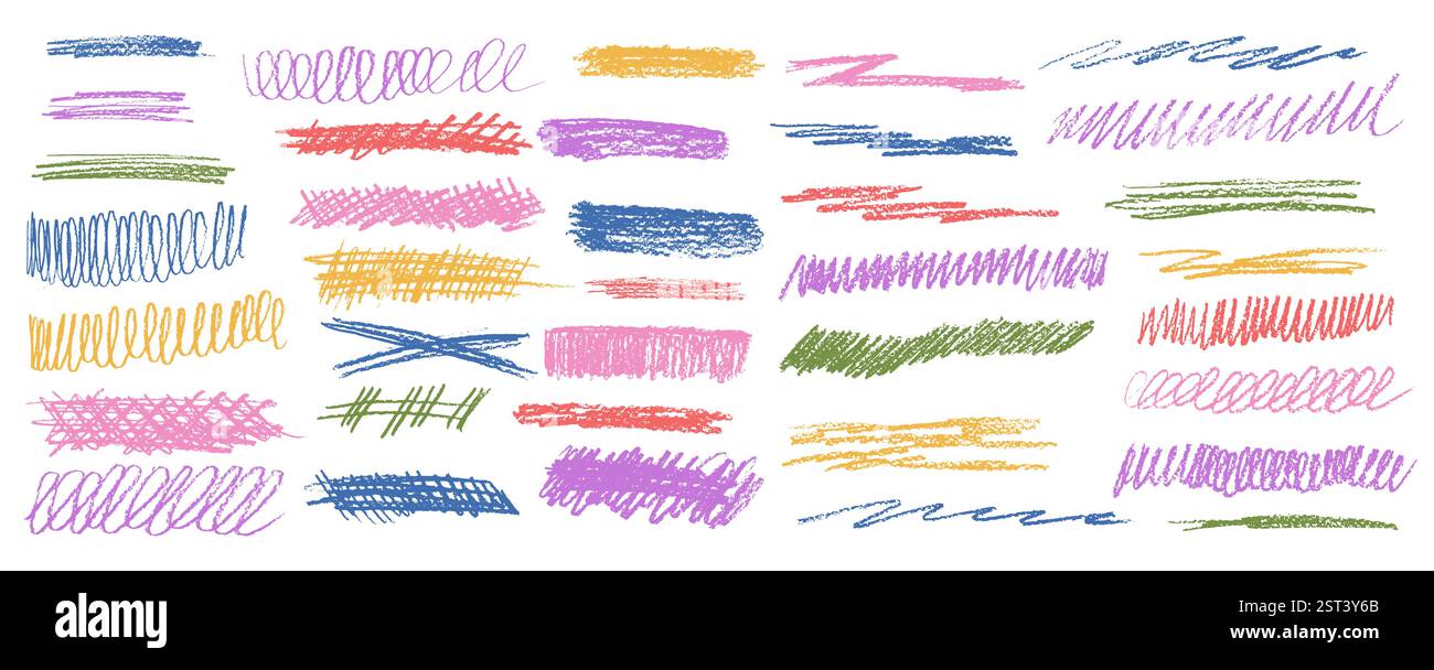 Crayon underline set. Pencil scribble lines pack. Vector hand drawn ...