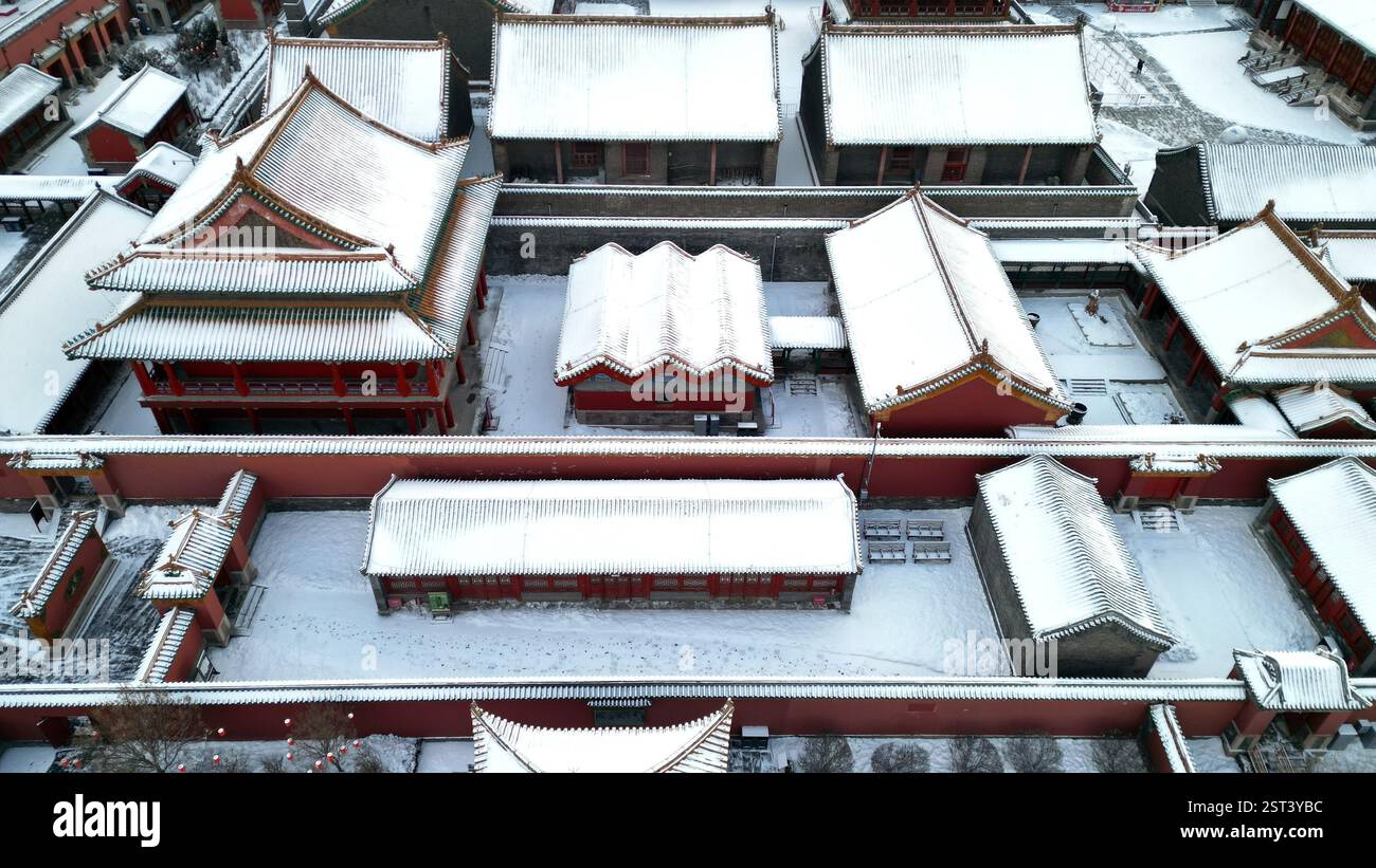 Aerial photo shows the snow scenery of the Mukden Palace in Shenyang ...