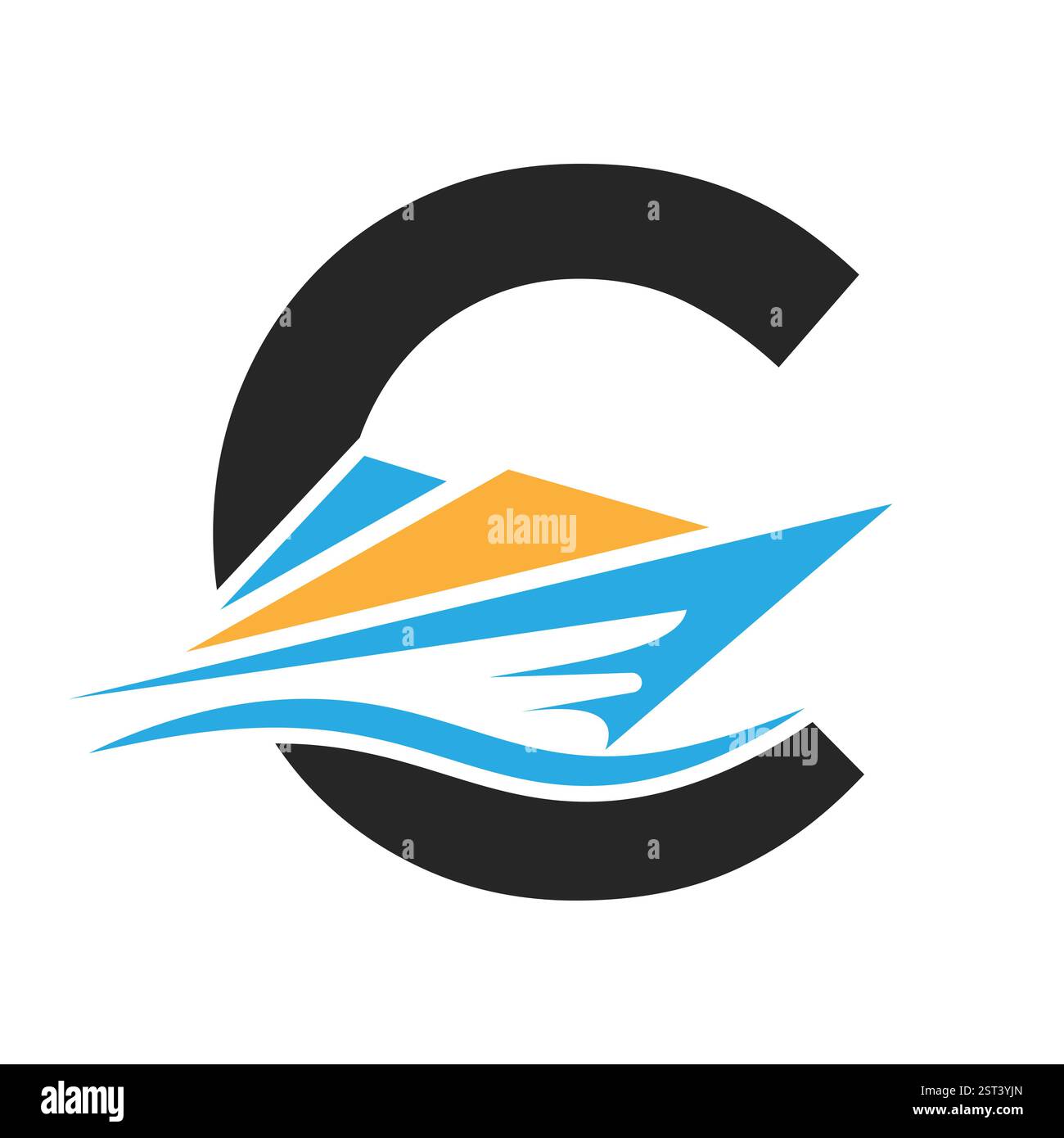 Initial Letter C Boat Logo Concept For Sailor Symbol Vector Template ...