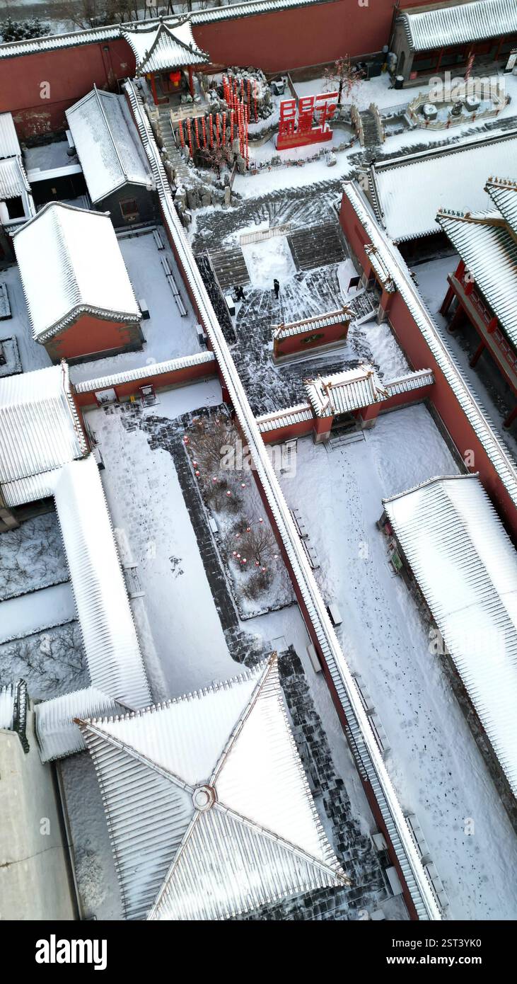 Aerial photo shows the snow scenery of the Mukden Palace in Shenyang ...