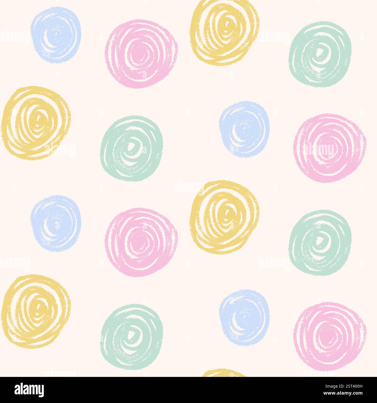 Polka dots seamless pattern crayon drawn. Circle confetti endless ...