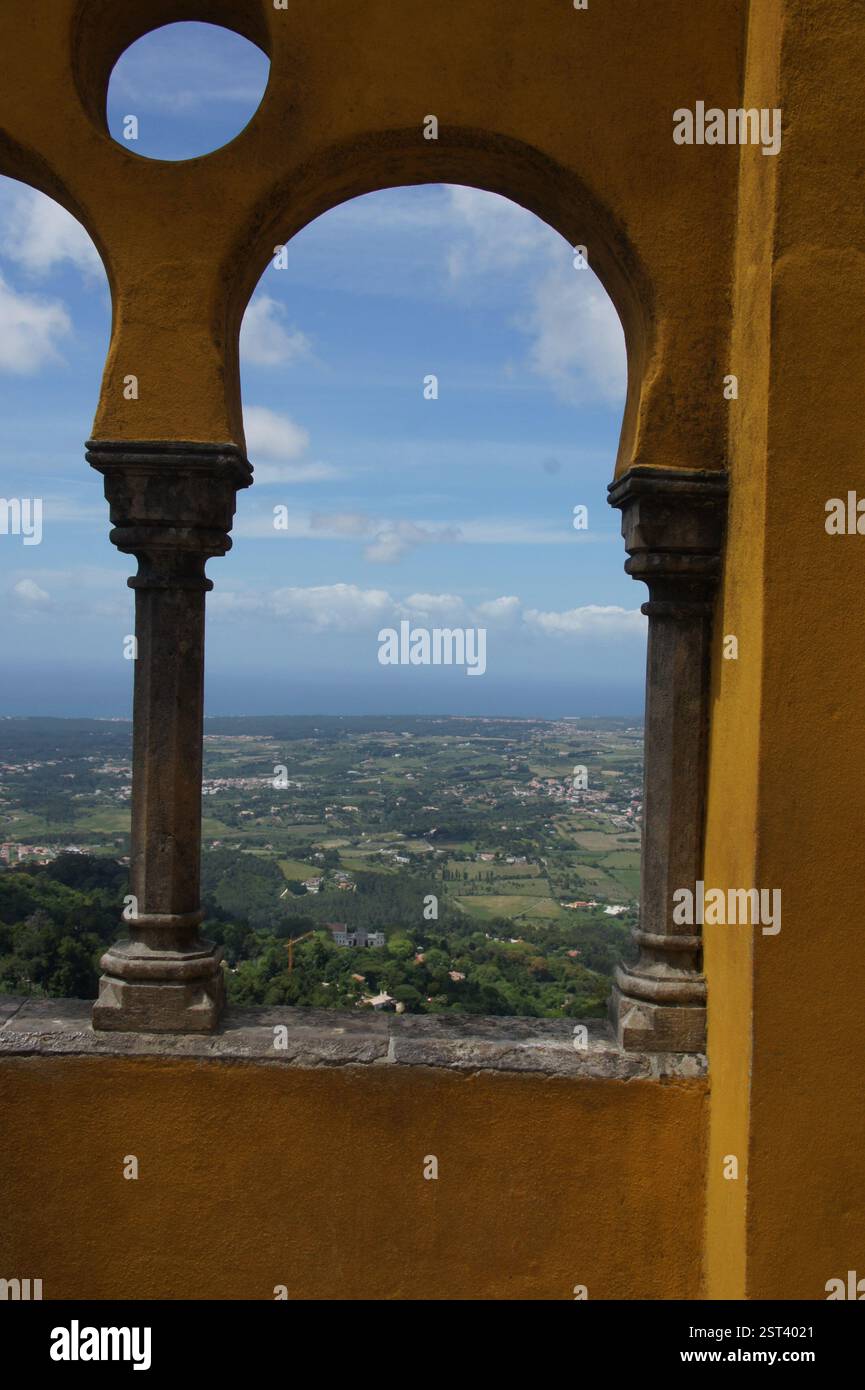 Pena Palace window frame offers breathtaking coastal panorama through ...