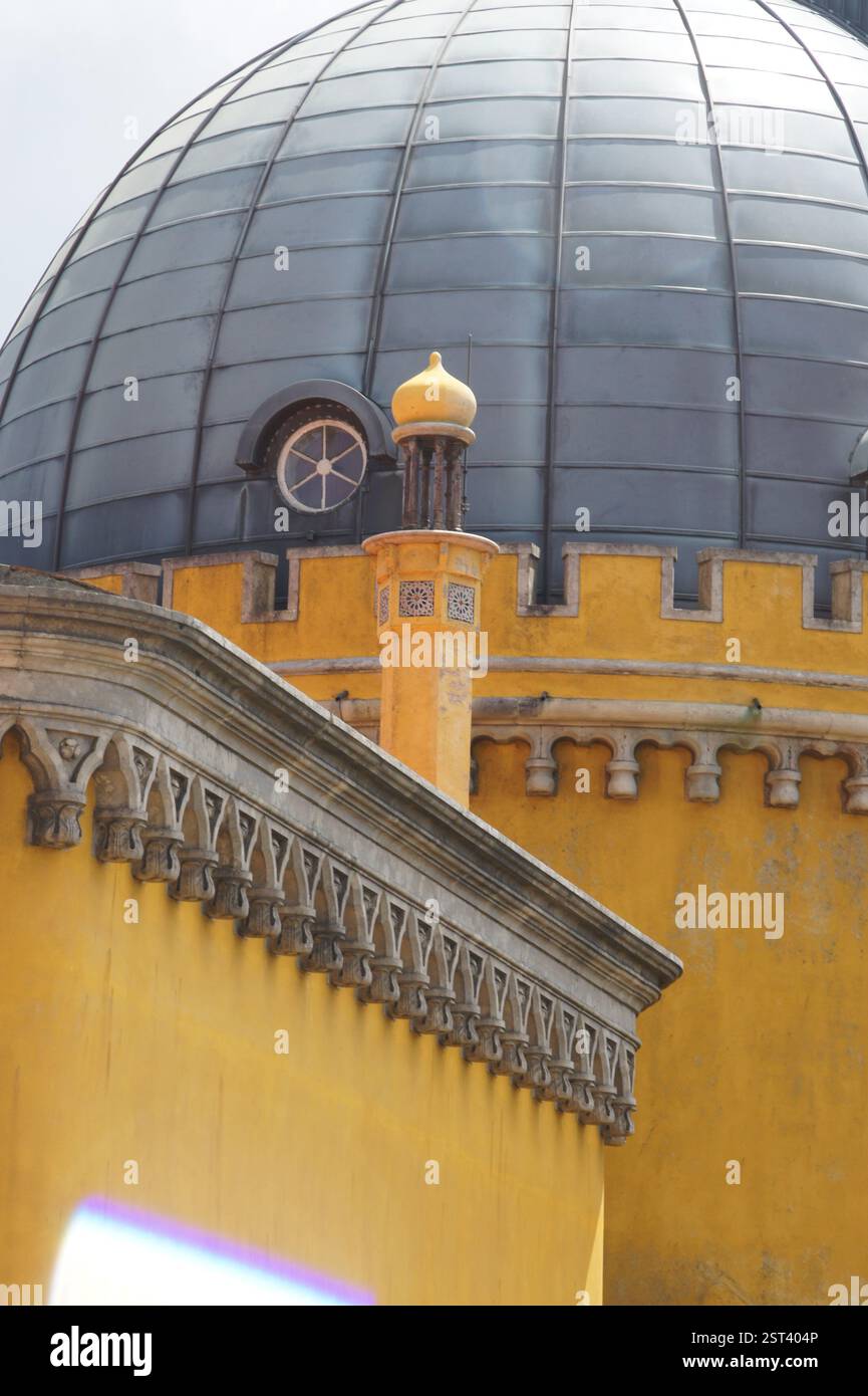 Sintra, Portugal. Building with golden facade, intricate details ...