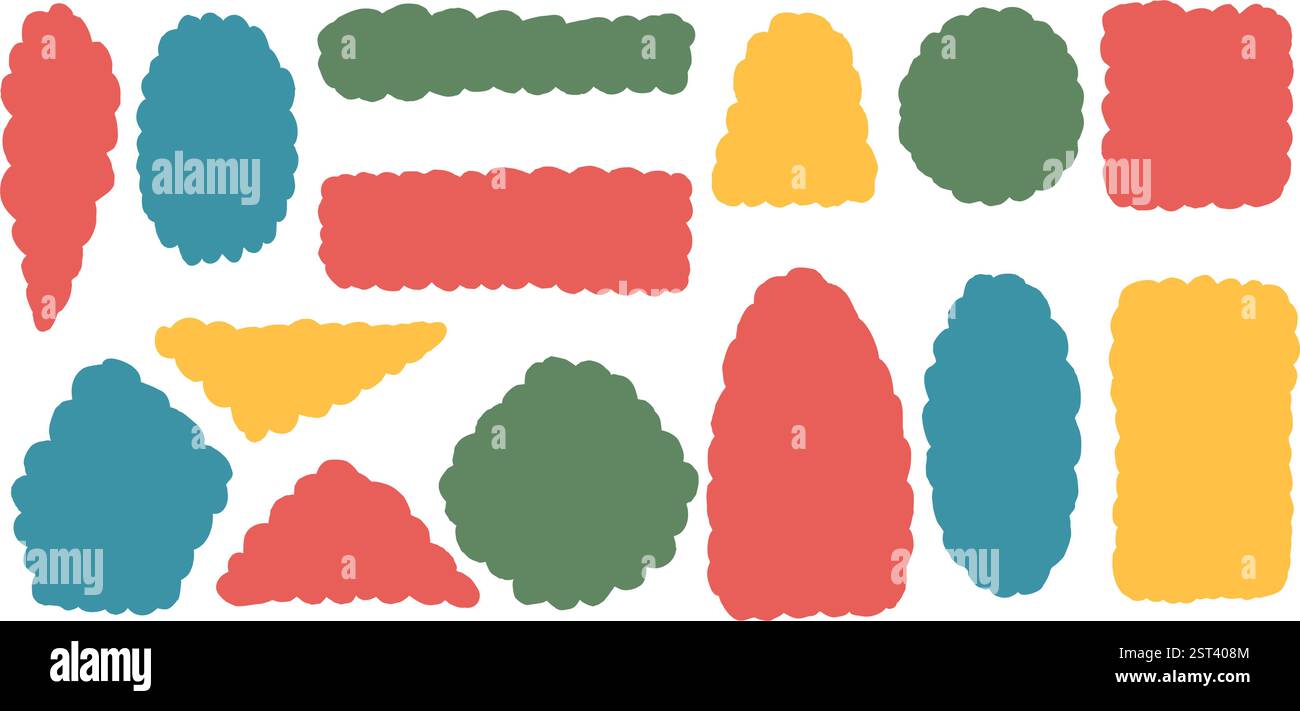 Kid scallop shape set. Childish text boxes frames pack. Oval, circle ...