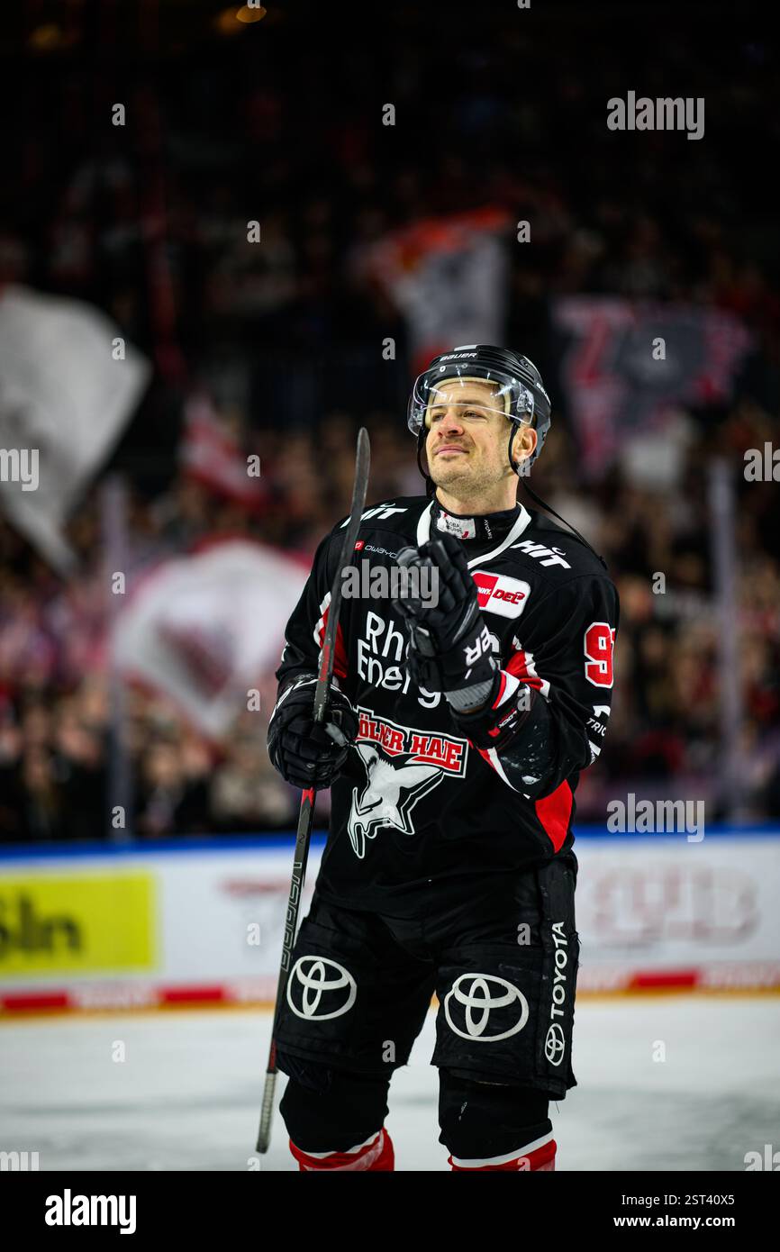 COLOGNE, GERMANY - 16 FEBRUARY, 2025: Moritz Mueller, Hockey match of Penny DEL Koelner Haie ...