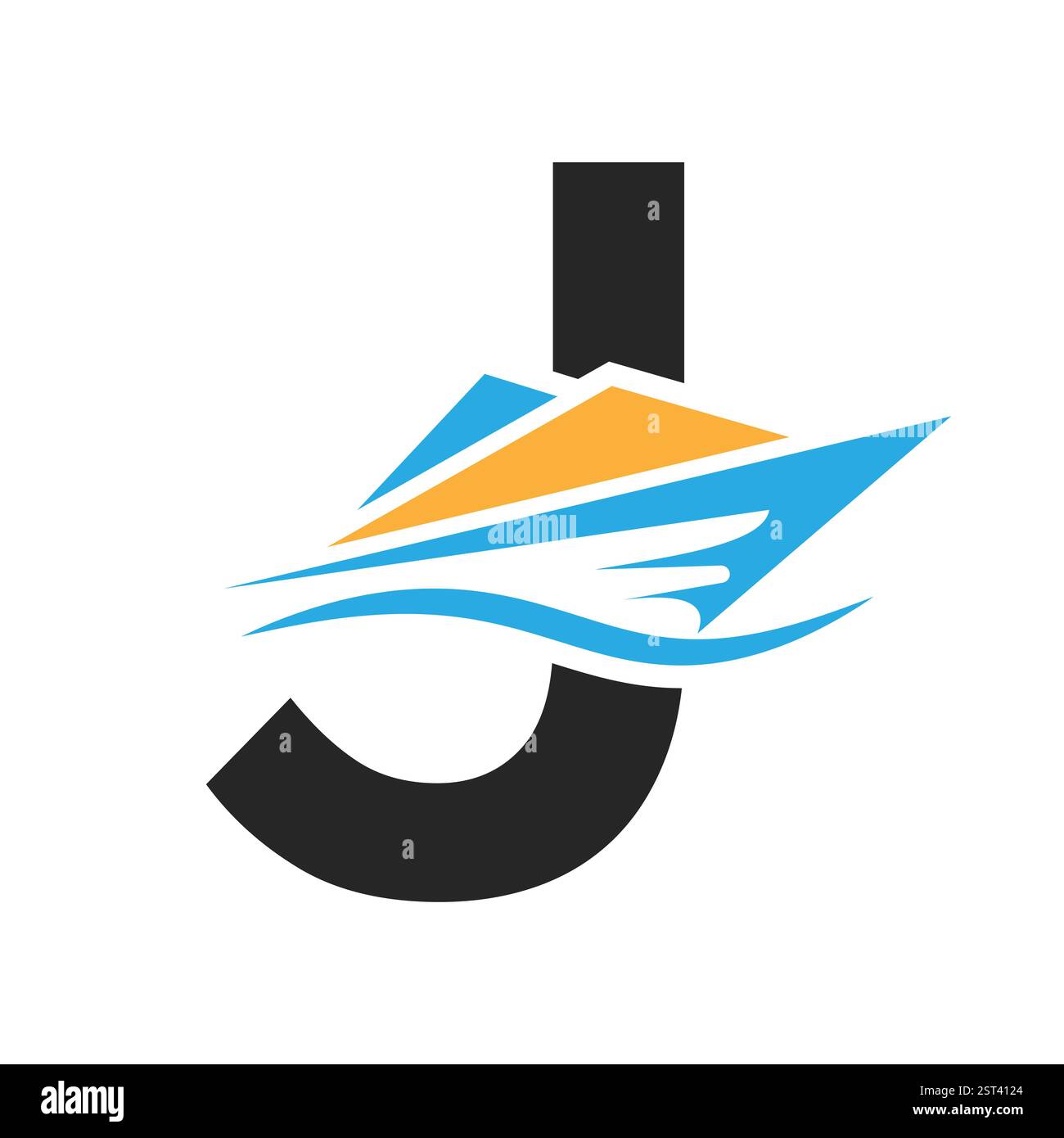 Initial Letter J Boat Logo Concept For Sailor Symbol Vector Template ...
