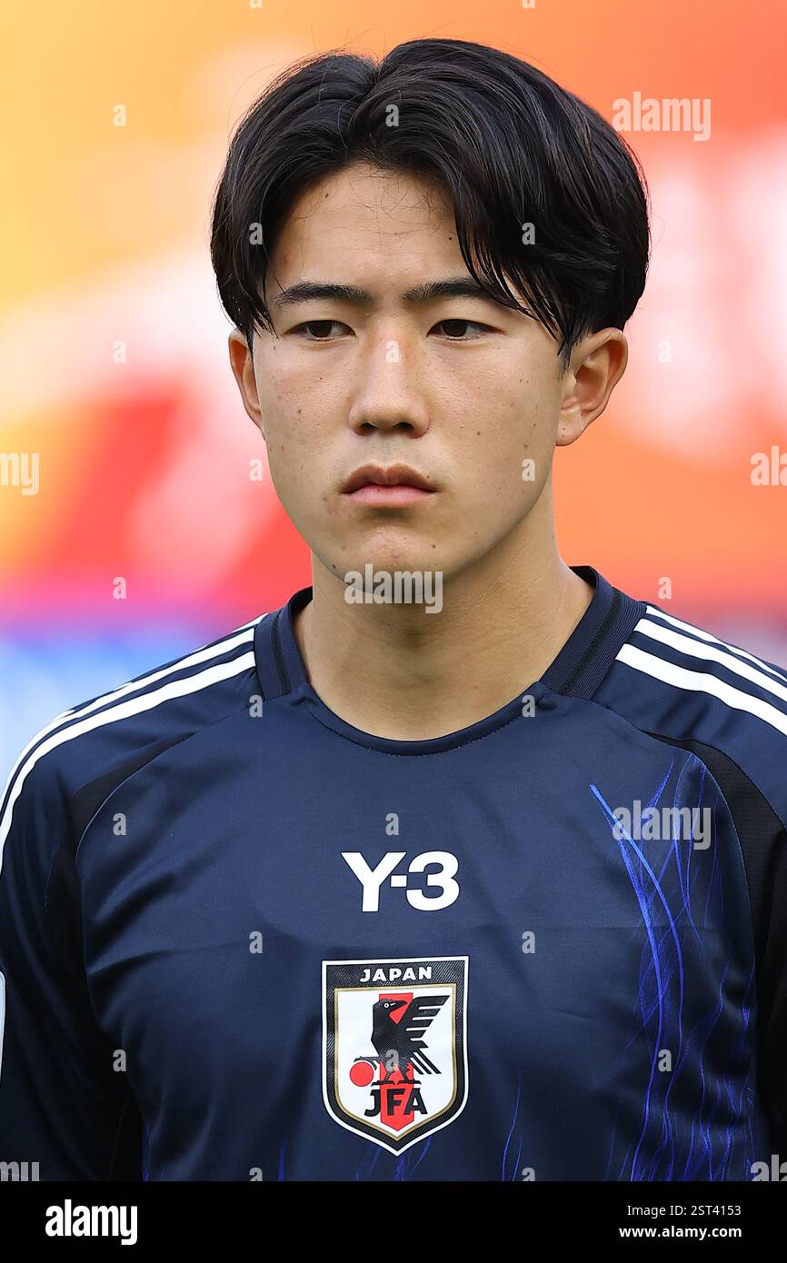 Shenzhen, China. 14th Feb, 2025. Japan's Ryunosuke Sato before the AFC ...