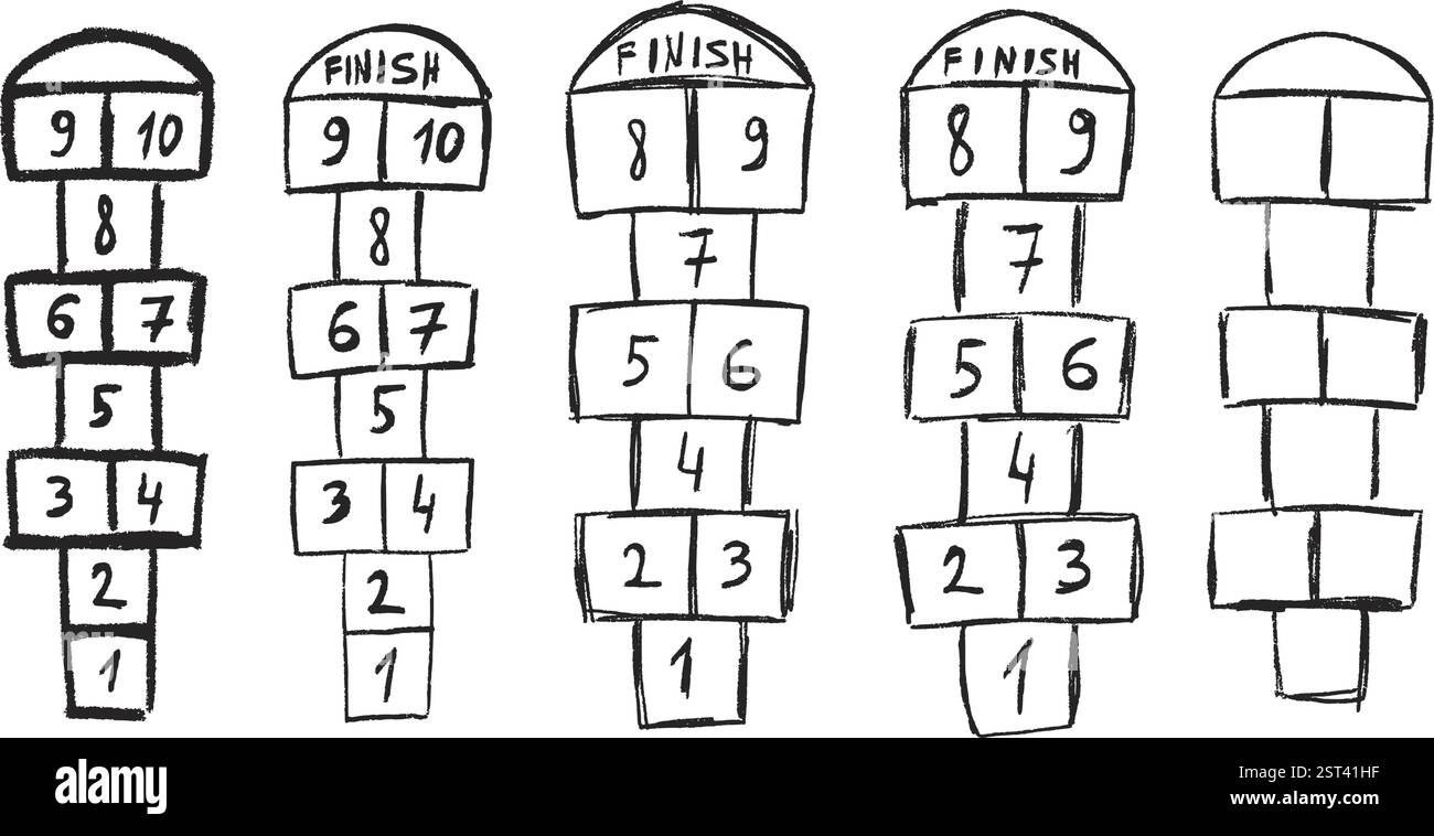 Hopscotch games set isolated on white background. Children playground ...