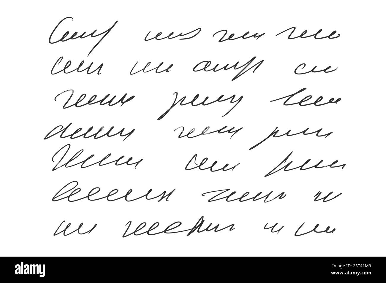 Illegible fake decorative cursive script message. Handwritten ink ...