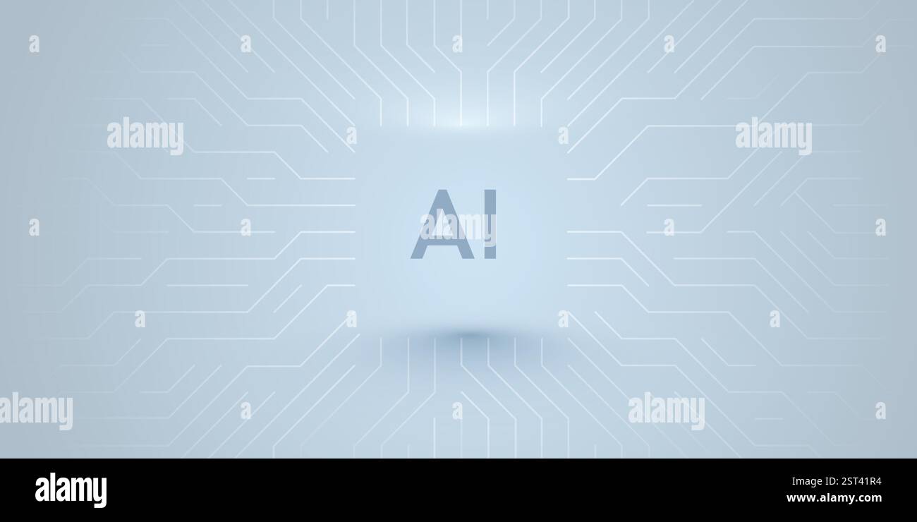 AI chip on circuit board. Technology background. CPU processor on tech ...