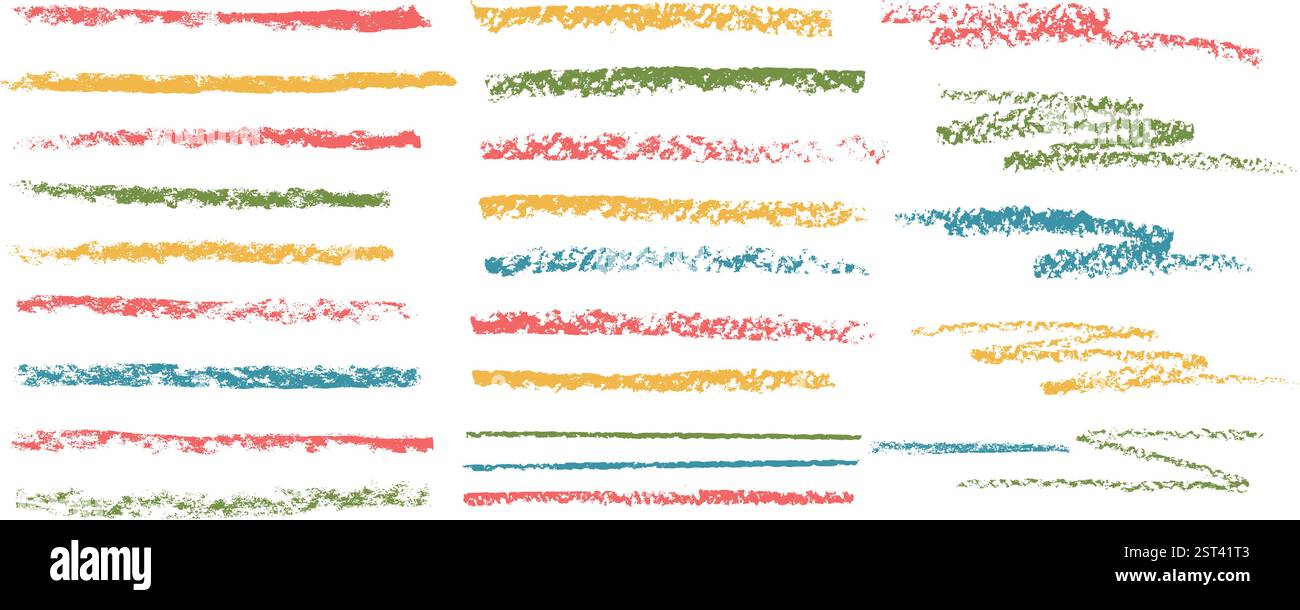 Crayon underline set. Pencil scribble lines pack. Vector hand drawn ...