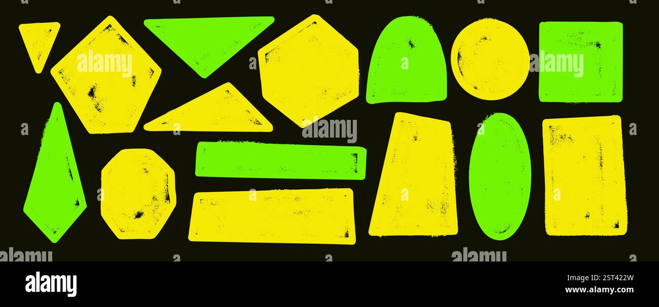 Paint spray geometric shapes with noise set. Text boxes grainy textured ...