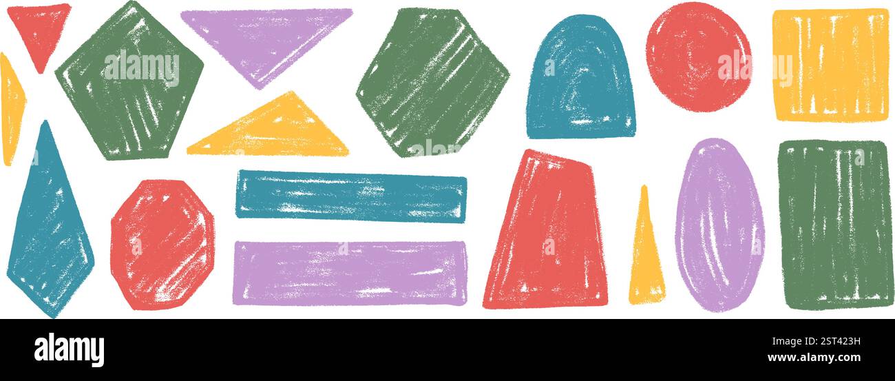 Kids geometric shapes set. Text boxes textured frames. Rounded and ...