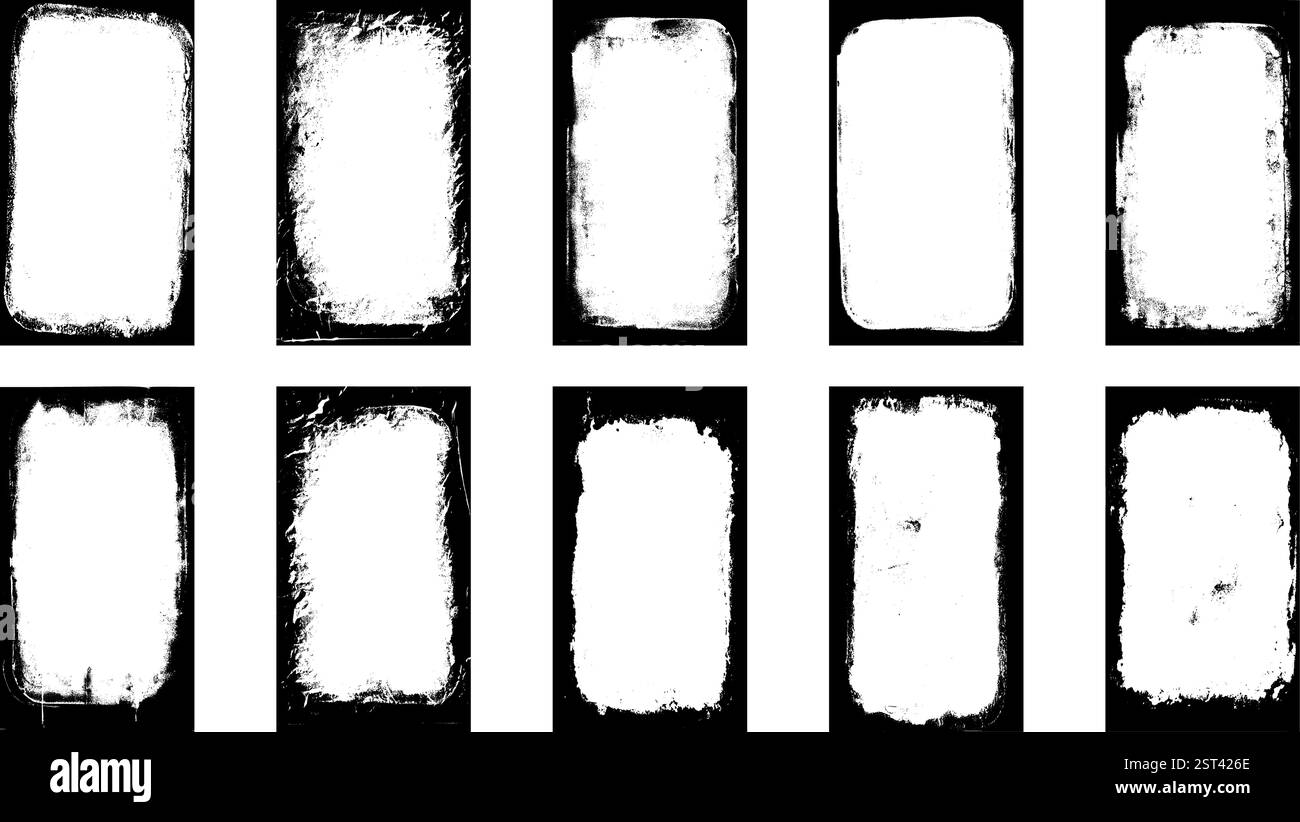 Photo grunge frames stories set template. Ink paint edges punk border ...