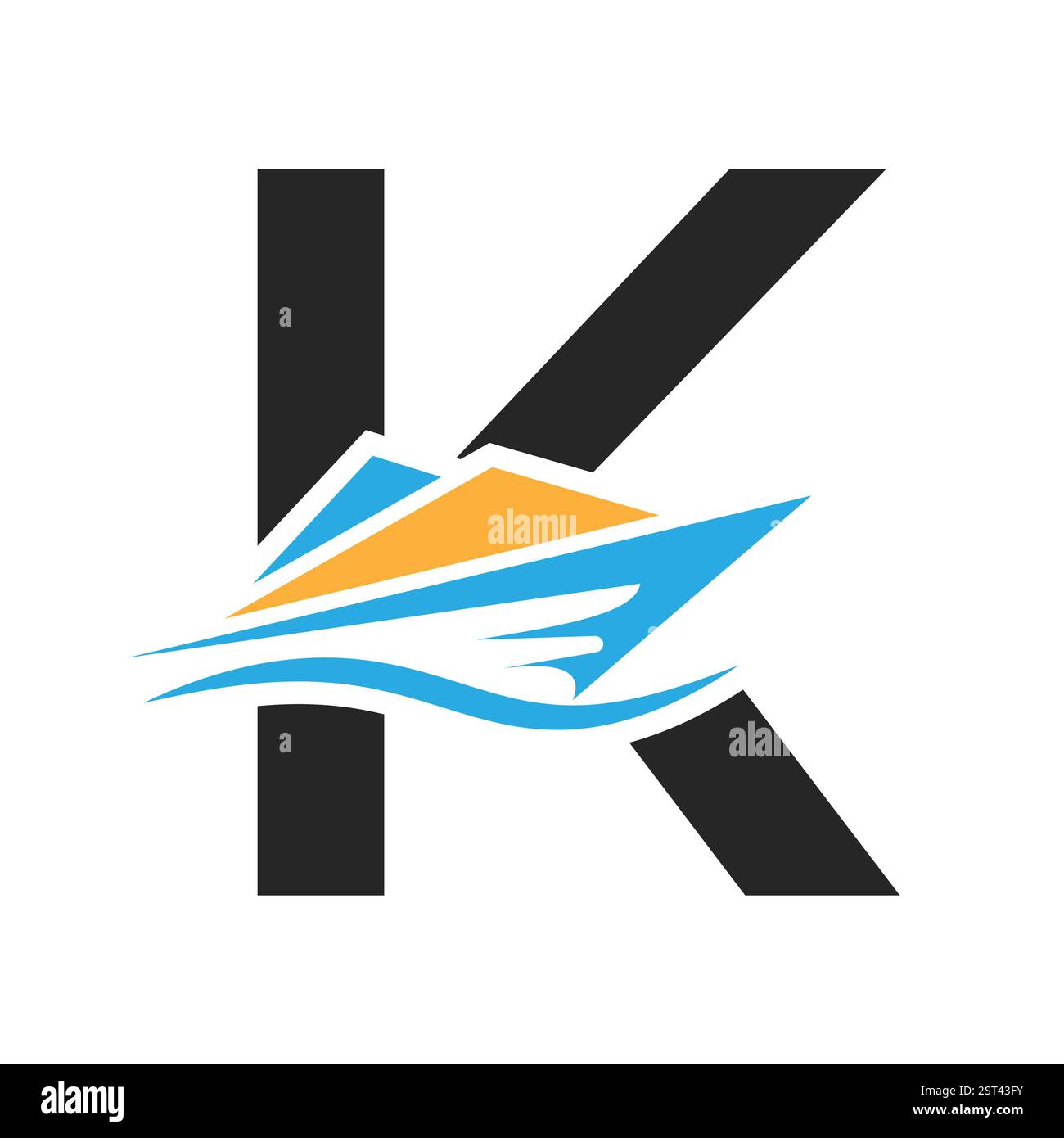 Initial Letter K Boat Logo Concept For Sailor Symbol Vector Template ...