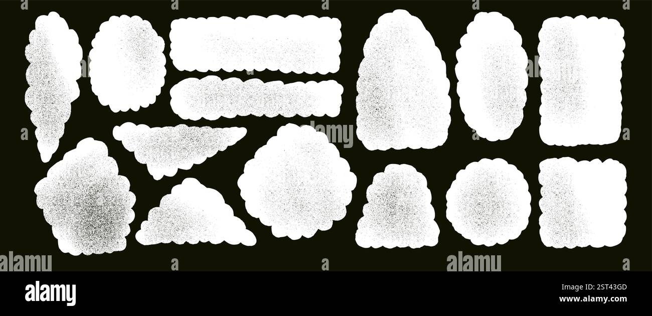 Chalk scallop shape set. Grunge noise text boxes frames pack. Oval ...