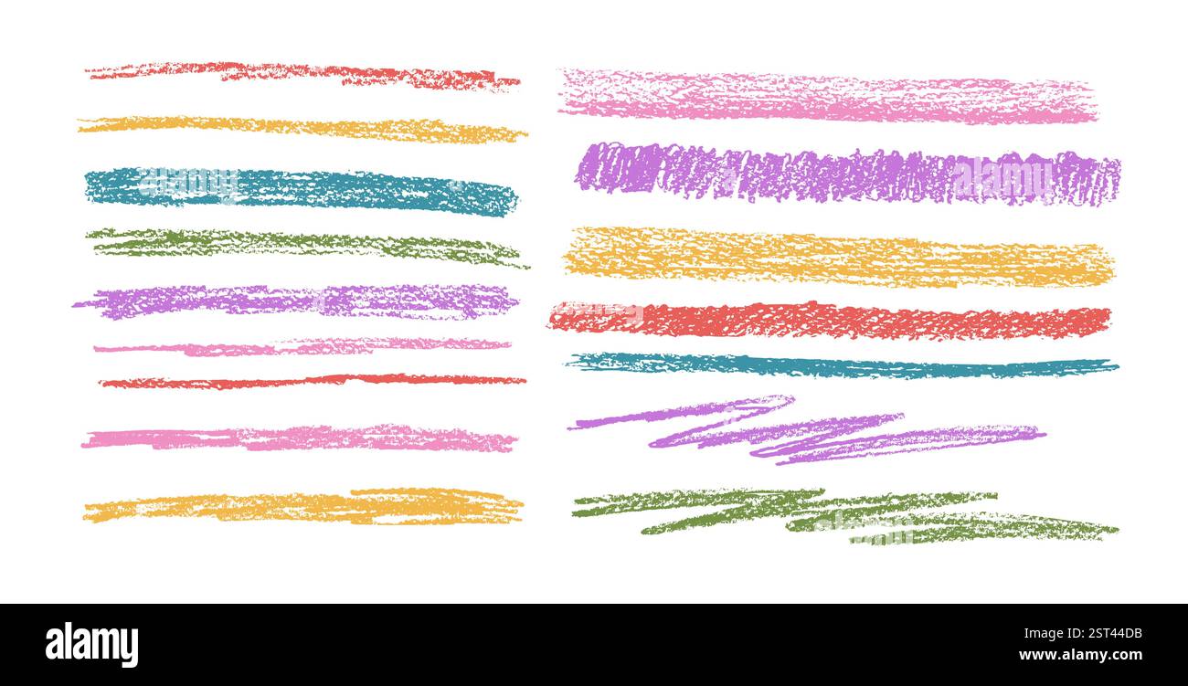 Crayon underline set. Pencil scribble lines pack. Vector hand drawn ...