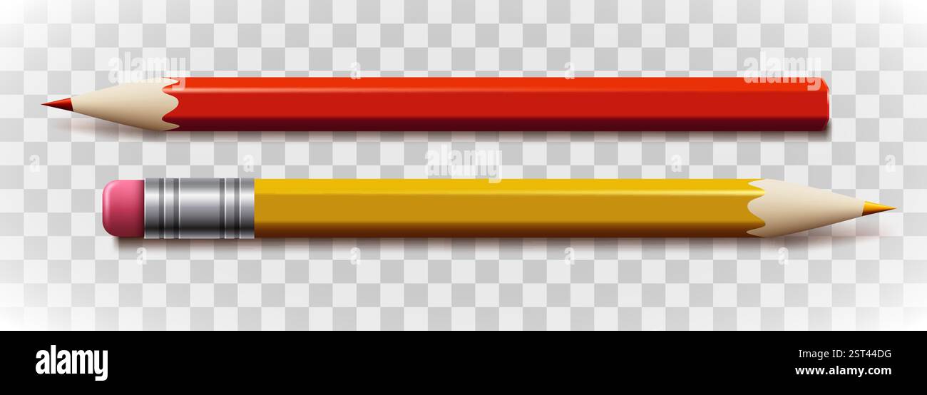 Set of Realistic 3D Pencils on transparent background. Vector ...