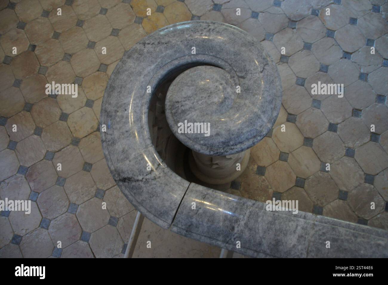 Ornate marble handrail gracefully spirals upwards in Sintra, Portugal ...