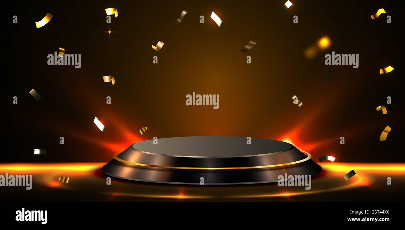 Award round podium on dark background. Victory, achievement, success ...