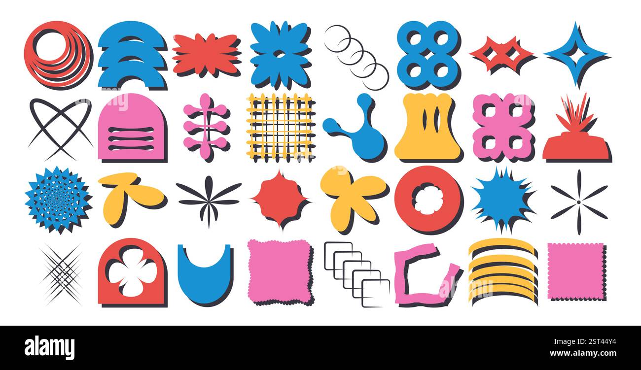 Geometric shapes set. Neo brutalist figures pack. Retro y2k forms ...