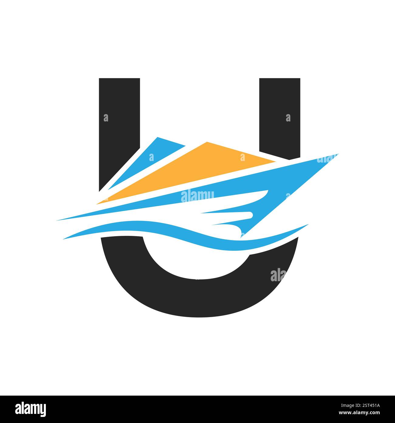 Initial Letter U Boat Logo Concept For Sailor Symbol Vector Template ...