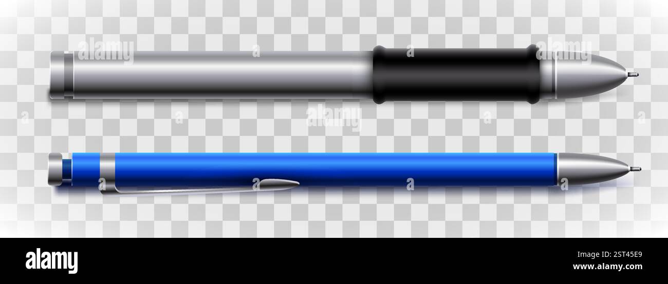 Set of Realistic 3D Ball Pens Isolated on transparent background ...