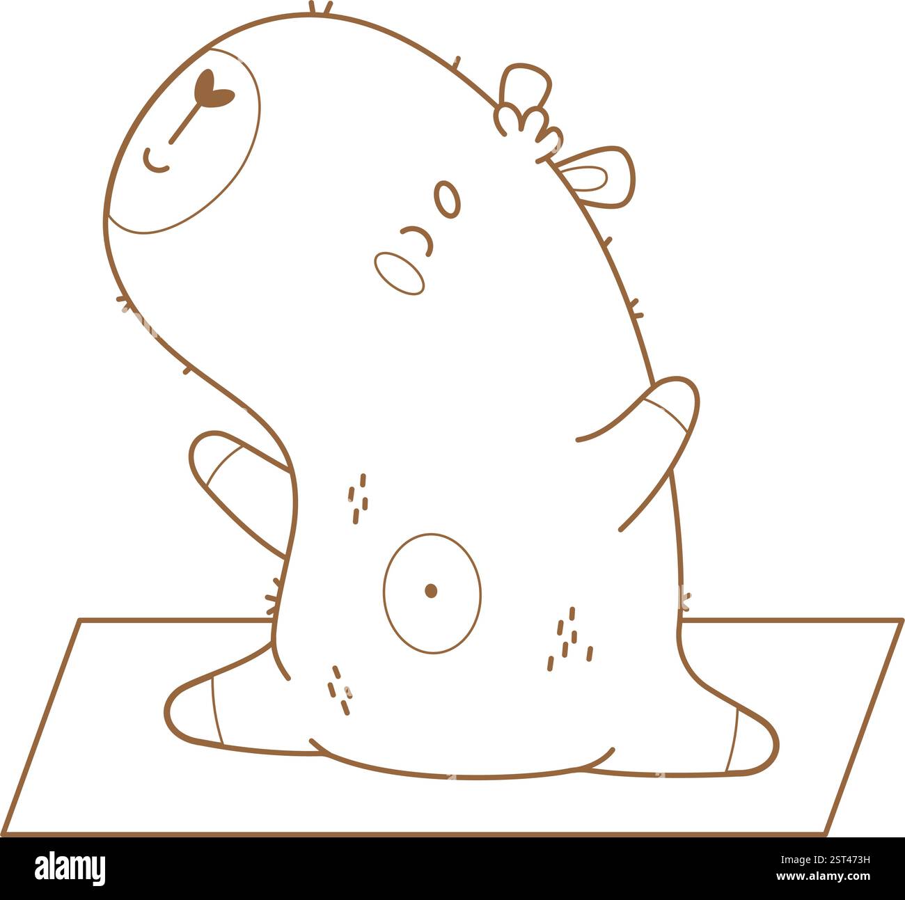 Outline Cute capybara stretching on yoga mat. Funny meditation and ...