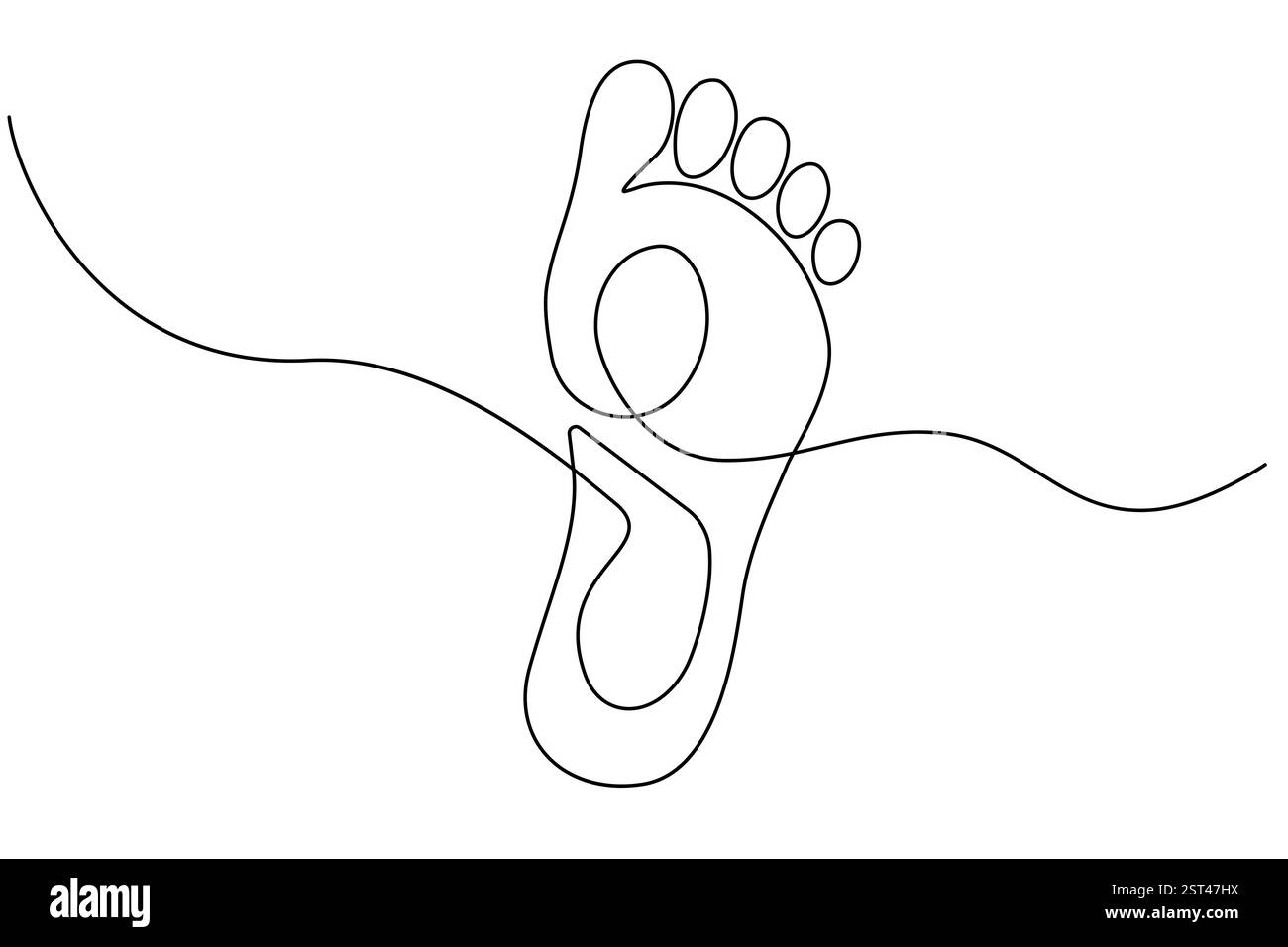 Continuous single line art drawing of the foot and sole of a human ...