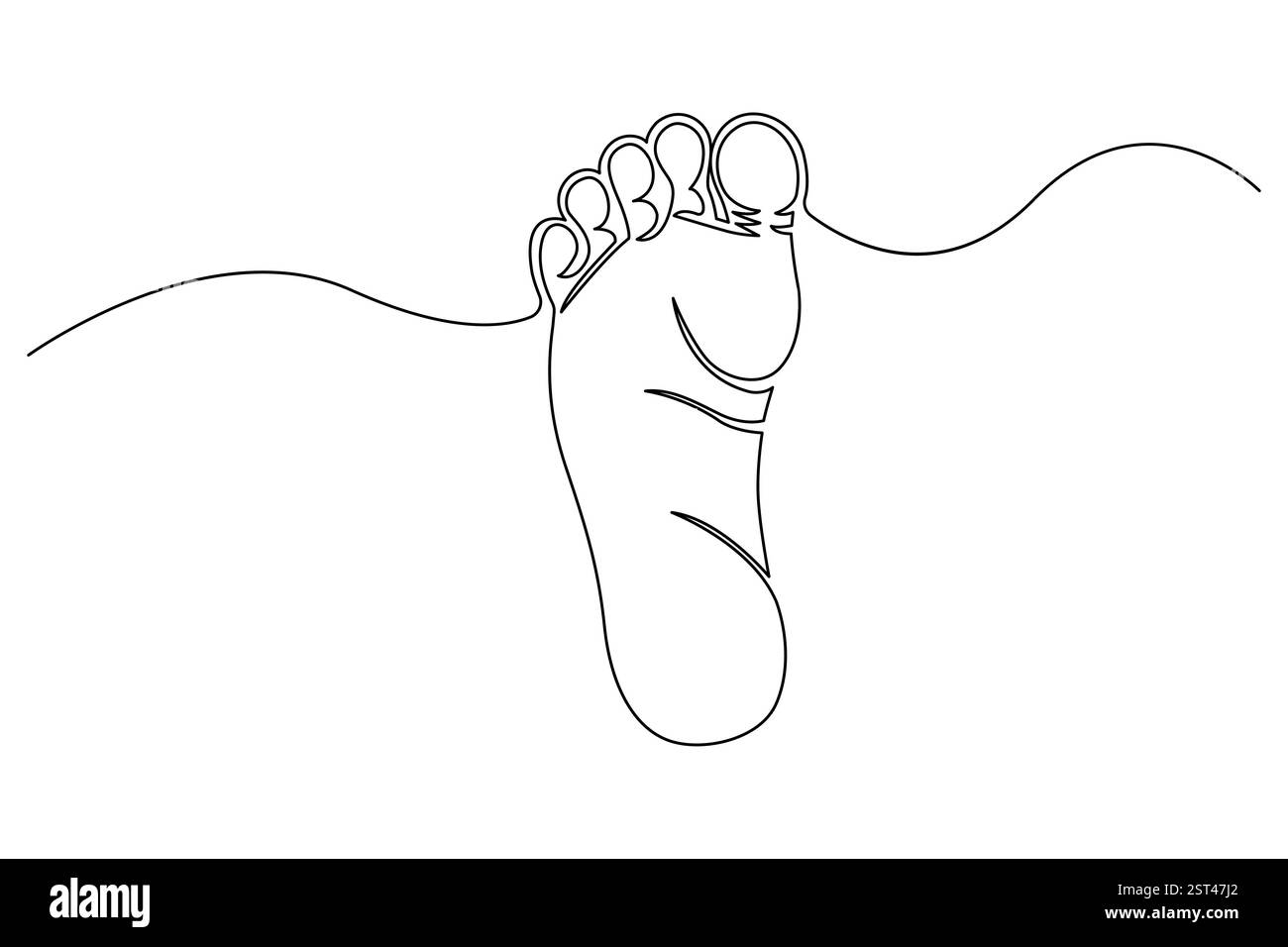 Continuous single line art drawing of the foot and sole of a human ...