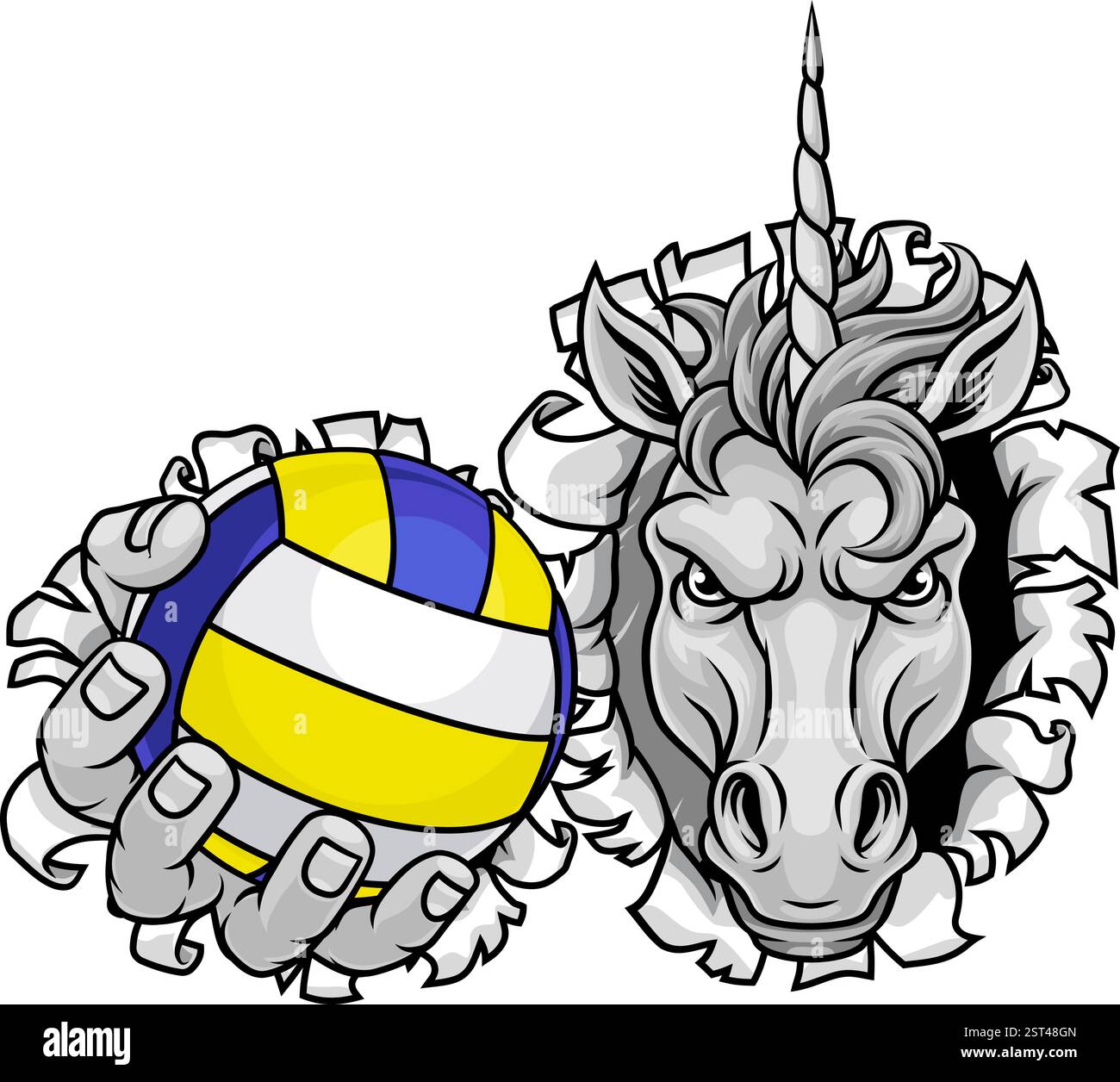 Unicorn Horse Volleyball Sports Team Mascot Stock Vector Image & Art ...