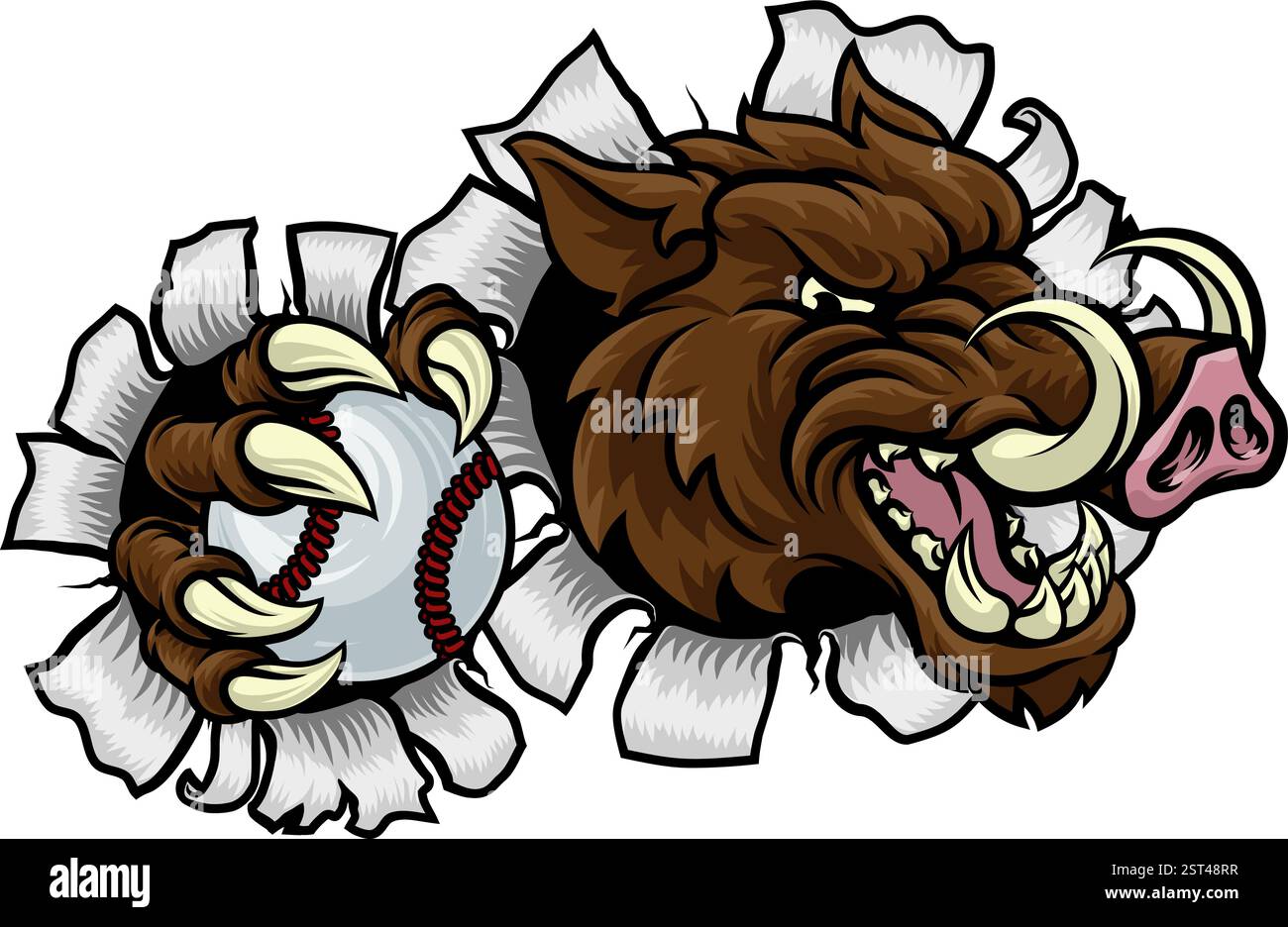 Boar Wild Hog Razorback Warthog Baseball Mascot Stock Vector Image ...